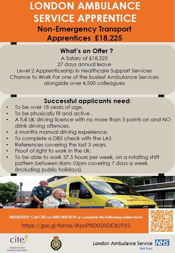 Apprenticeship with Ambulance Service | Tabard Gardens North T&RA